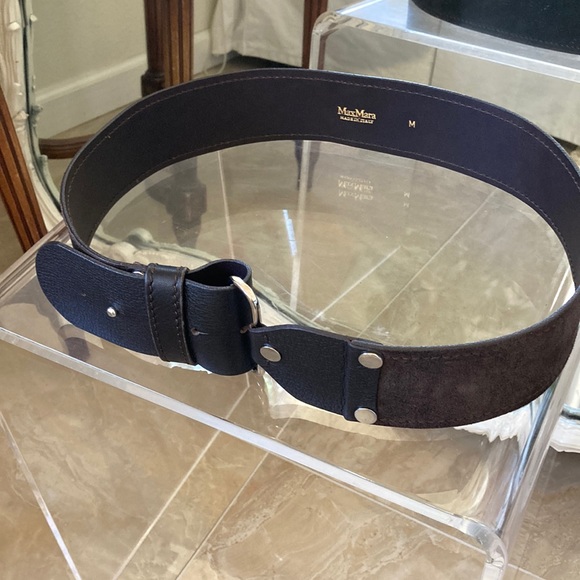 MaxMara | Accessories | Max Mara Brown Suede Wide Belt Medium | Poshmark
